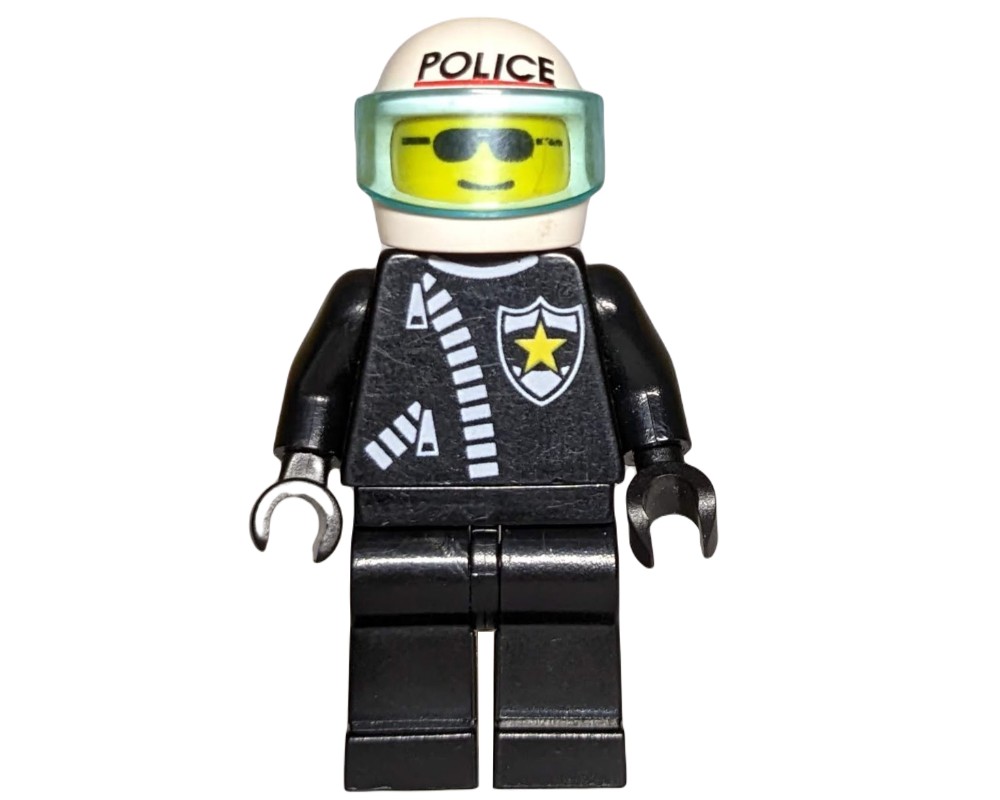 LEGO Set fig-007985 Policeman, Black Jacket with Zipper and Badge ...