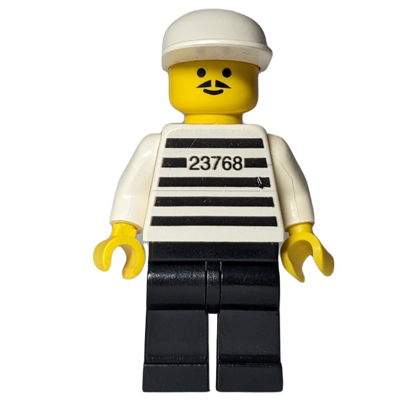 LEGO Set fig-007993 Jailbreak Joe, Prison Shirt with #23768, White Cap ...