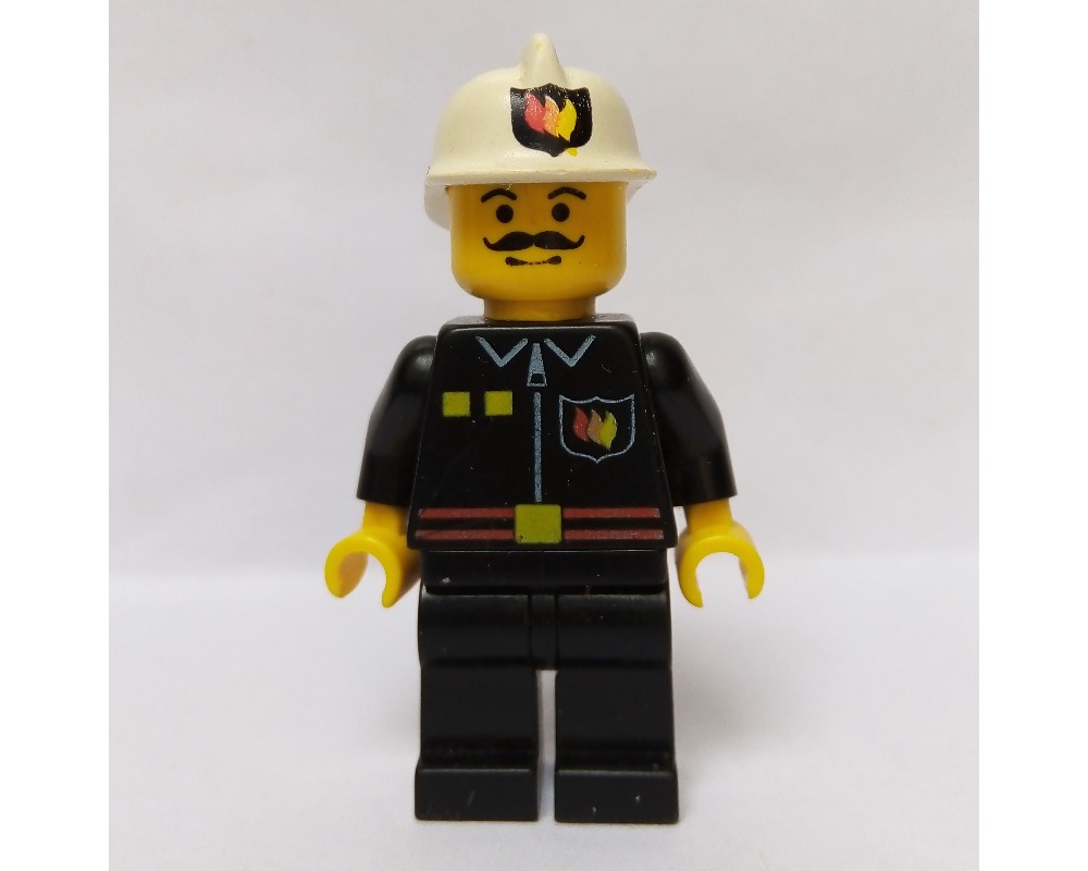 LEGO Set fig-008016 Fireman, Black Fire Jacket with Red Belt and Badge ...