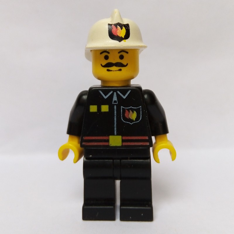 LEGO Set fig-008016 Fireman, Black Fire Jacket with Red Belt and Badge ...