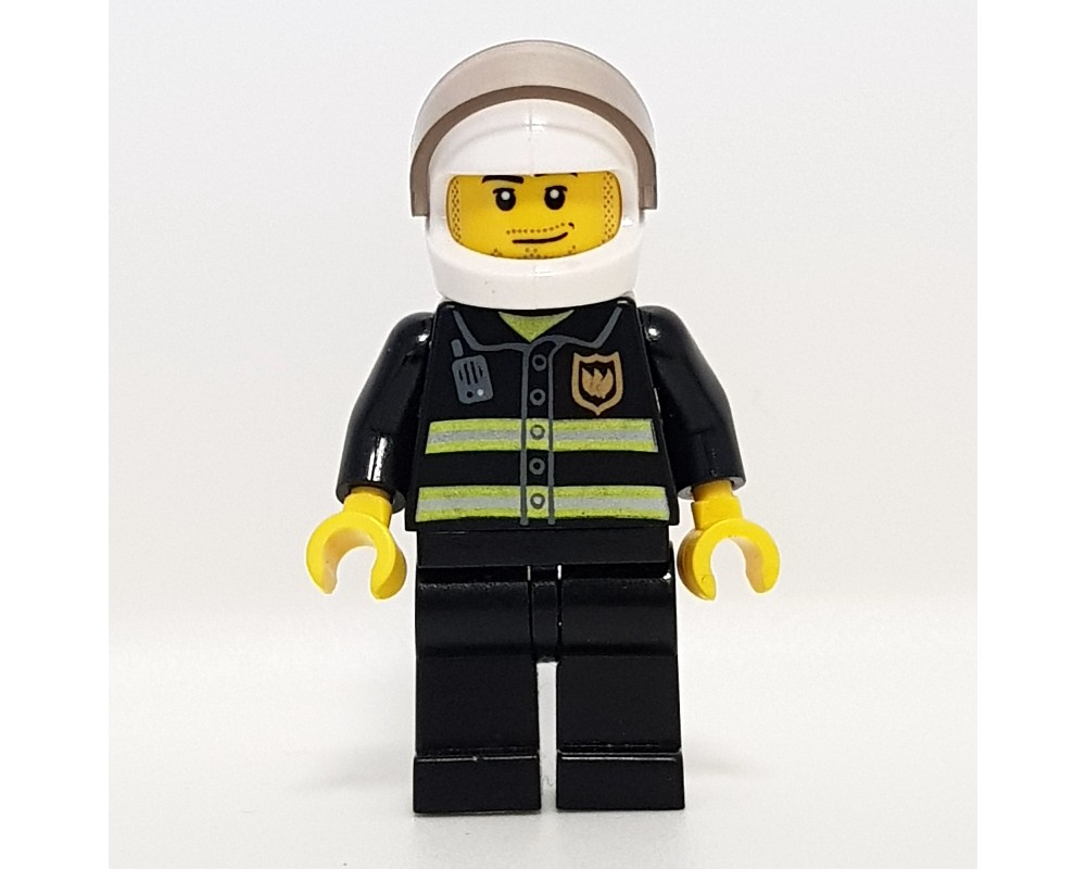 LEGO Set fig-008028 Fireman, Black Fire Jacket with Reflective Stripes ...