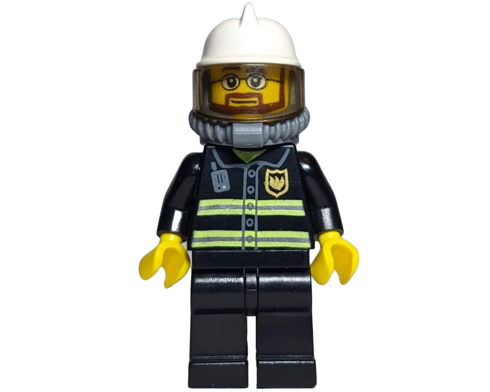 LEGO Set fig-008030 Fireman, Black Fire Jacket with Reflective Stripes ...