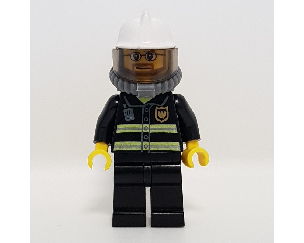 LEGO Set fig-008030 Fireman, Black Fire Jacket with Reflective Stripes ...