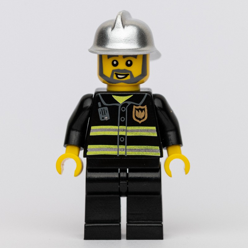 LEGO Set fig-008031 Fireman, Black Fire Jacket with Radio and Badge ...