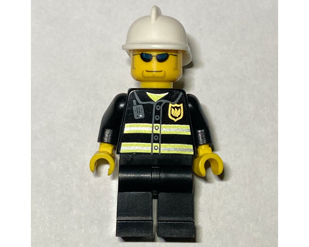 LEGO Set fig-008035 Fireman, Black Fire Jacket with Reflective Stripes ...
