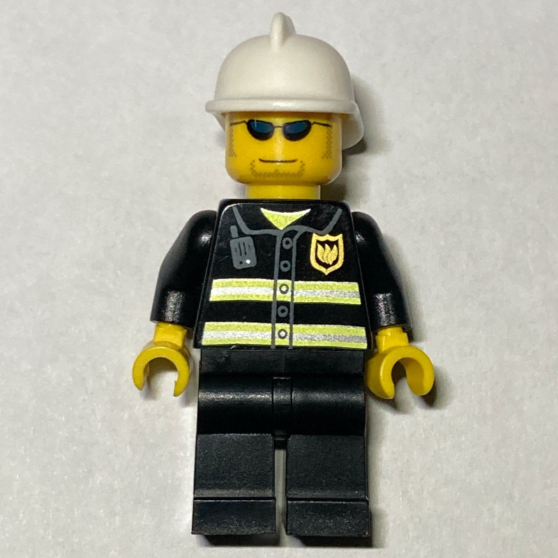 LEGO Set fig-008035 Fireman, Black Fire Jacket with Reflective Stripes ...