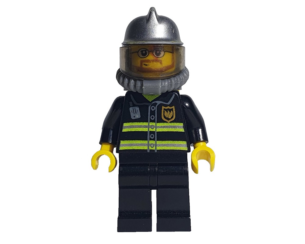 LEGO Set fig-008038 Fireman, Black Fire Jacket with Reflective Stripes ...