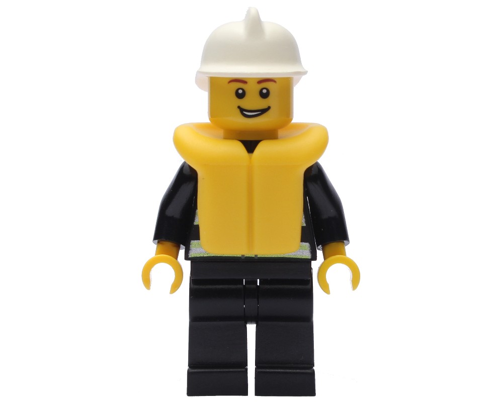 LEGO Set fig-008041 Fireman, Black Fire Jacket with Reflective Stripes ...