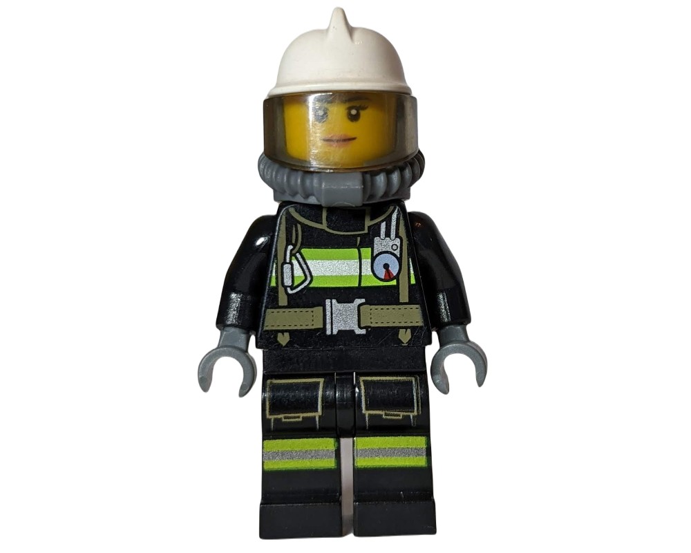 LEGO Set fig-008048 Firefighter, Female, Black Fire Suit with Gauge and ...