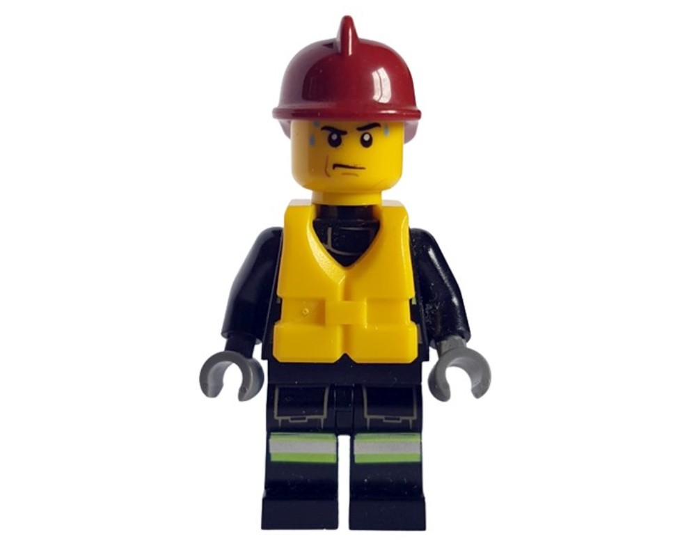 LEGO Set fig-008055 Fireman, Black Fire Suit with Gauge and Straps ...