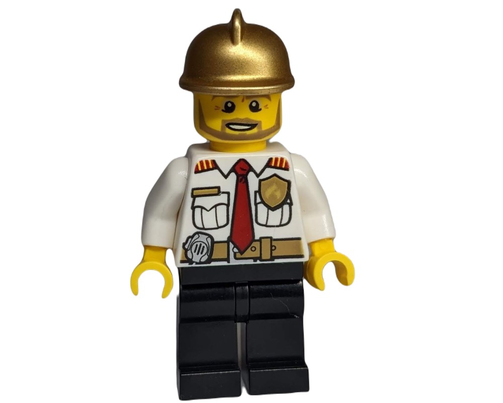 LEGO Set fig-008057 Fireman, White Shirt with Red Tie, Badge, and Radio ...