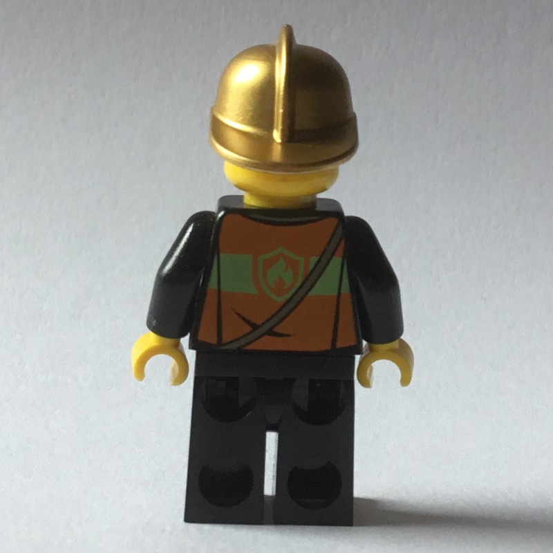 LEGO Set fig-008063 Fireman, Orange Safety Vest with Radio, Gold Helmet ...