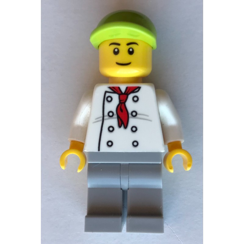 LEGO Set fig-008073 Chef, Red Neckerchief, Light Bluish Gray Legs, Lime ...
