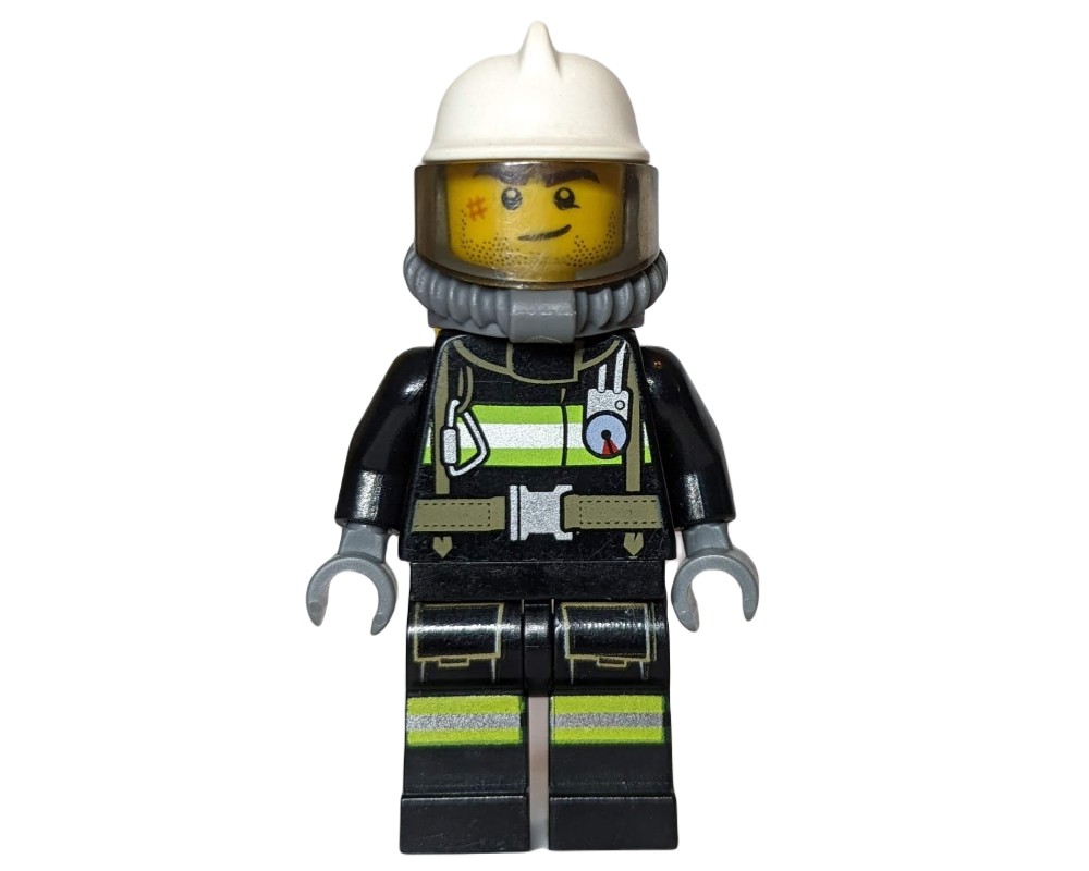 LEGO Set fig-008076 Fireman, Black Fire Suit with Gauge and Straps ...