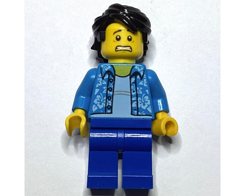 LEGO Set fig-008088 Man, Open Dark Azure Hawaiian Shirt, Blue Legs ...