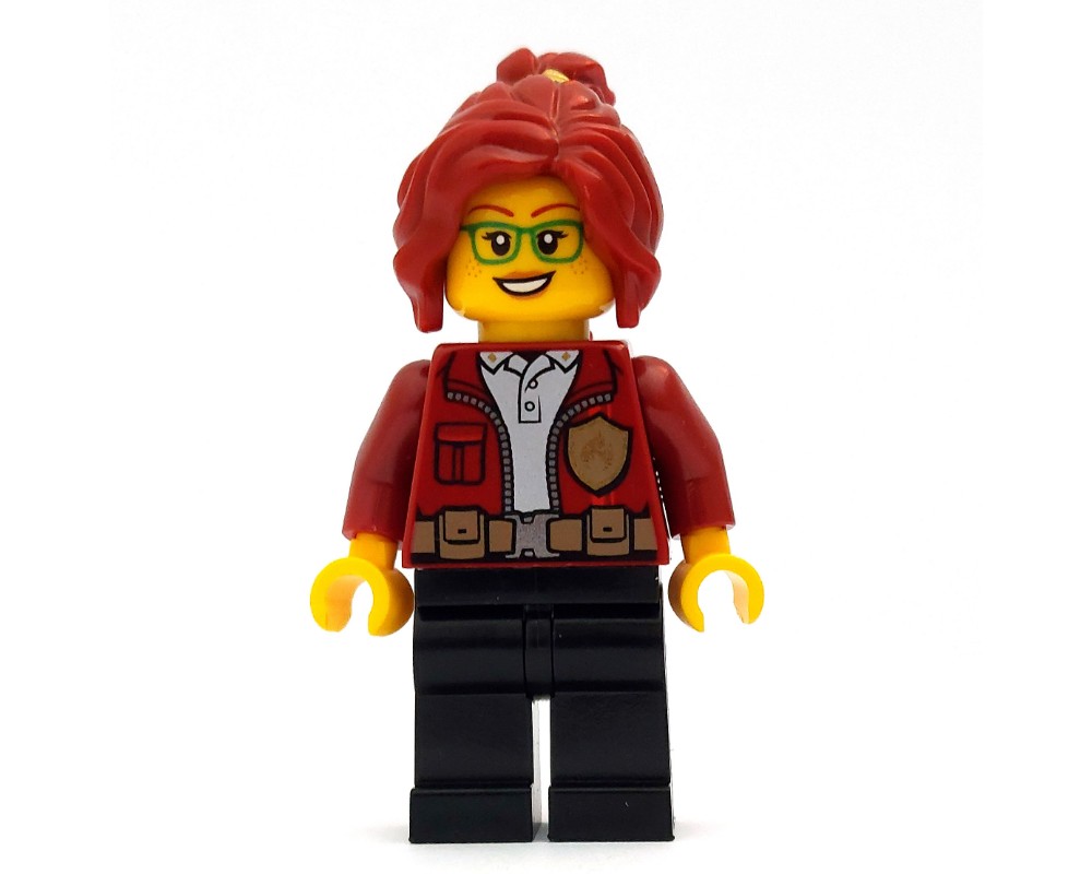 LEGO Set fig-008097 Freya McCloud, Open Dark Red Jacket with Badge ...