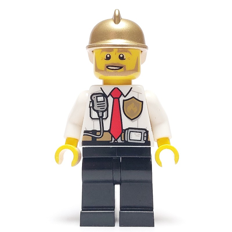 LEGO Set fig-008106 Fireman, White Shirt with Red Tie, Badge, and Radio ...
