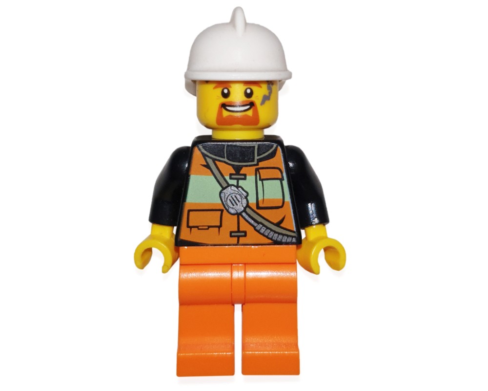 LEGO Set fig-008110 Fireman, Orange Safety Vest with Radio, White ...