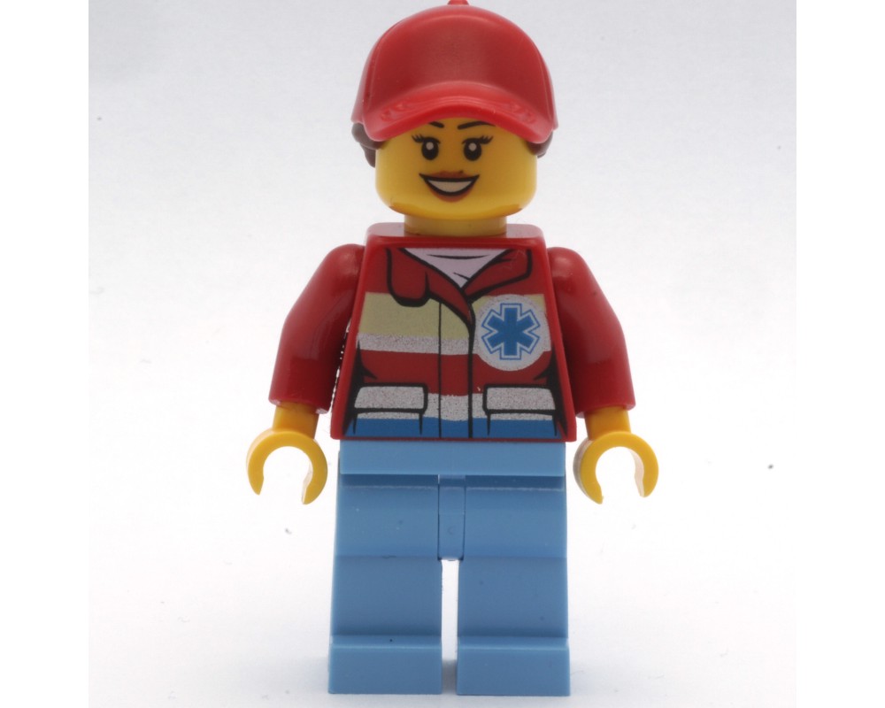 LEGO Set fig-008195 Paramedic, Woman, Red Jacket with Star of Life, Red ...