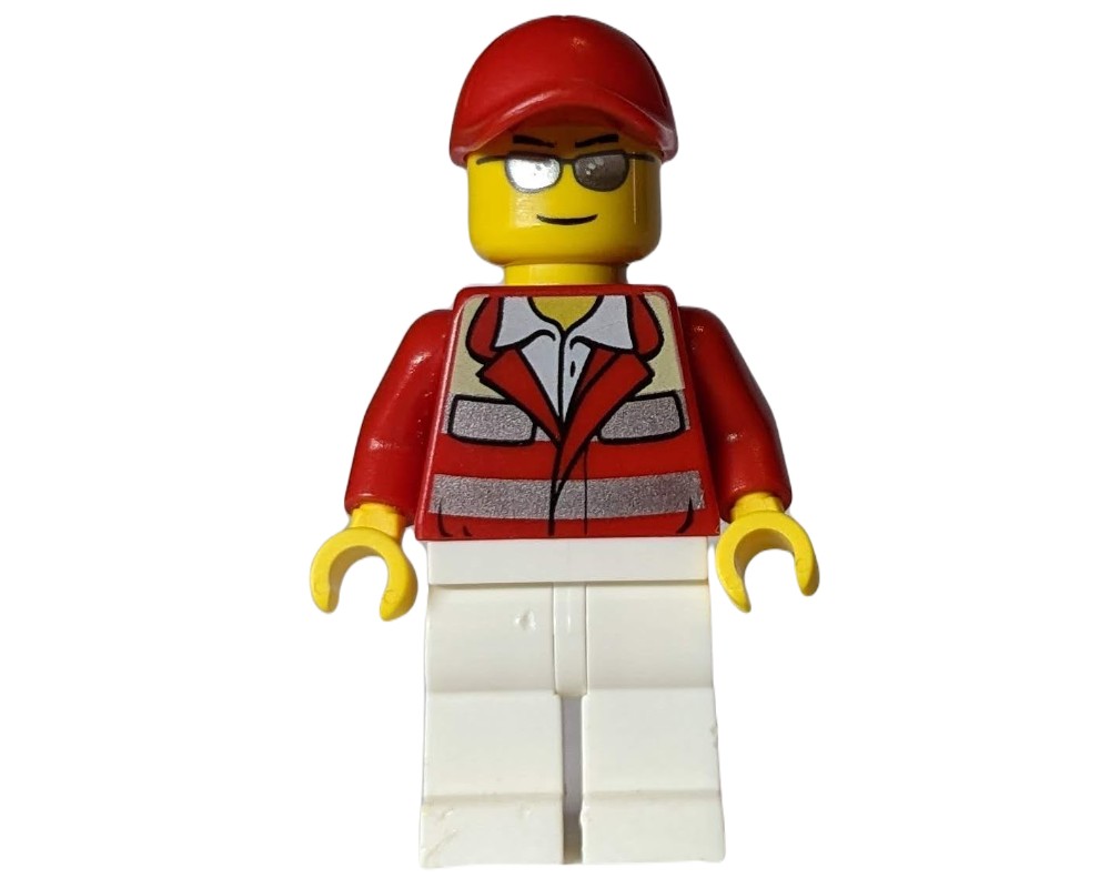 LEGO Set fig-008196 Paramedic, Red Jacket, White Legs, Red Cap, Silver ...