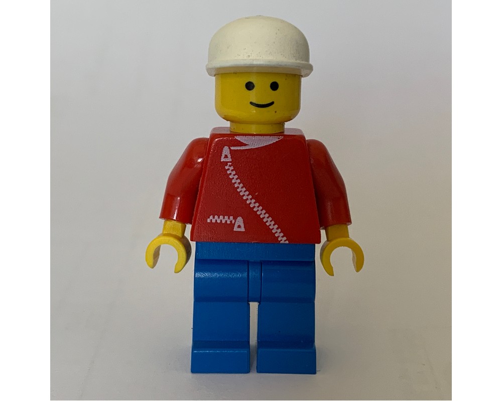 LEGO Set fig-008207 Man, Red Jacket with Zipper, Blue Legs, White Cap ...