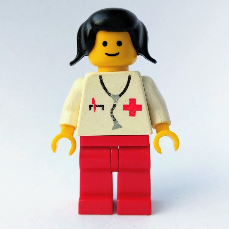 LEGO Set fig-008214 Doctor, Woman, White Torso with Stethoscope and Red ...
