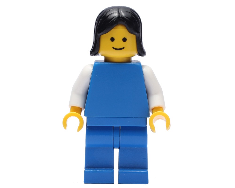 LEGO Set fig-008219 Woman, Blue Torso with White Arms, Blue Legs, Black ...