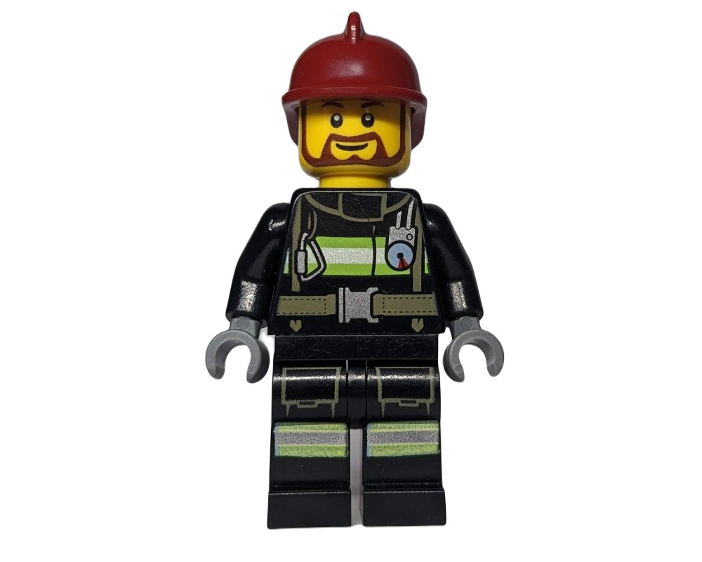 LEGO Set fig-008224 Fireman, Black Fire Suit with Gauge and Straps ...