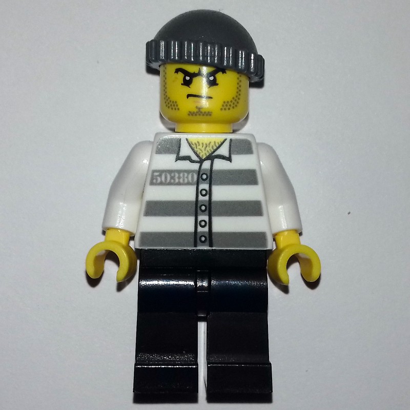 LEGO Set fig-008228 Criminal, Prison Shirt with #50380, Black Legs ...