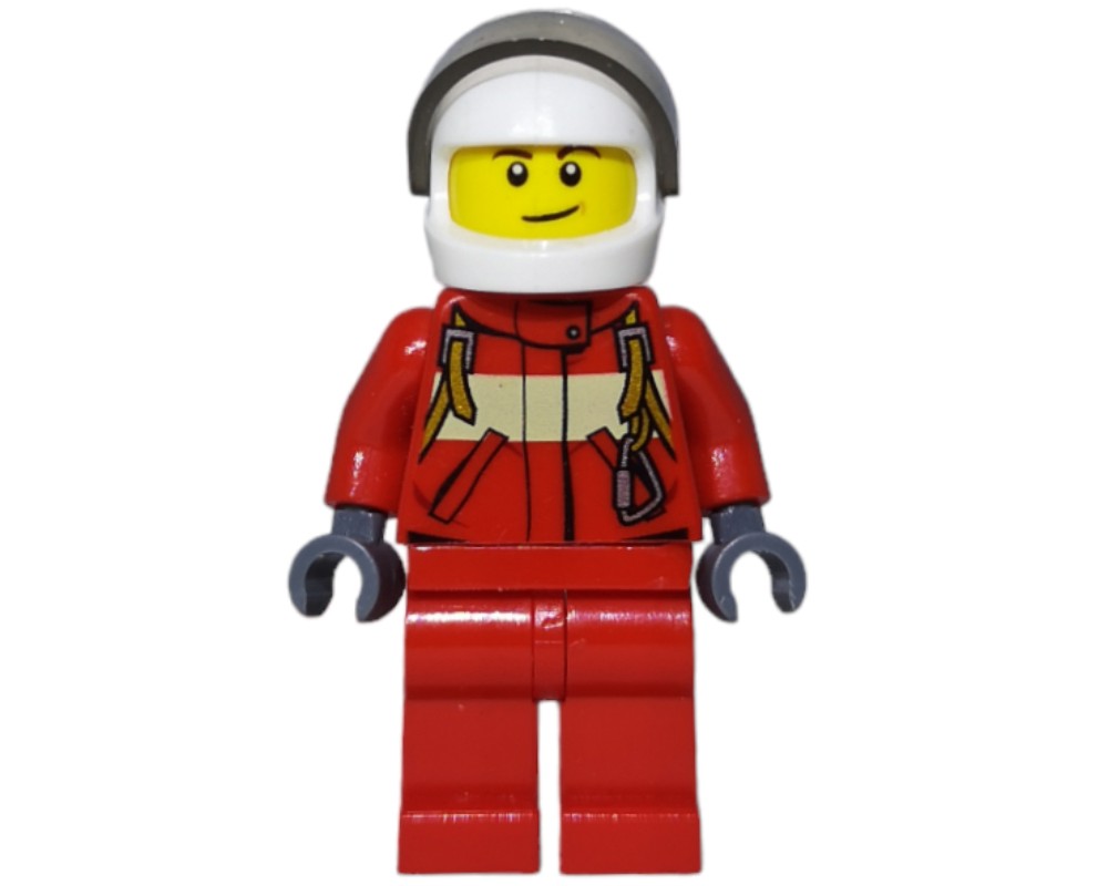 LEGO Set fig-008232 Paramedic, Red Jacket, Red Legs, White Helmet with ...