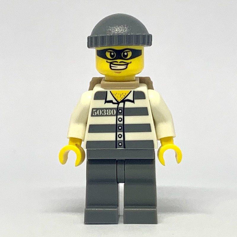 LEGO Set fig-008237 Criminal, Prison Shirt with #50380, Dark Bluish ...