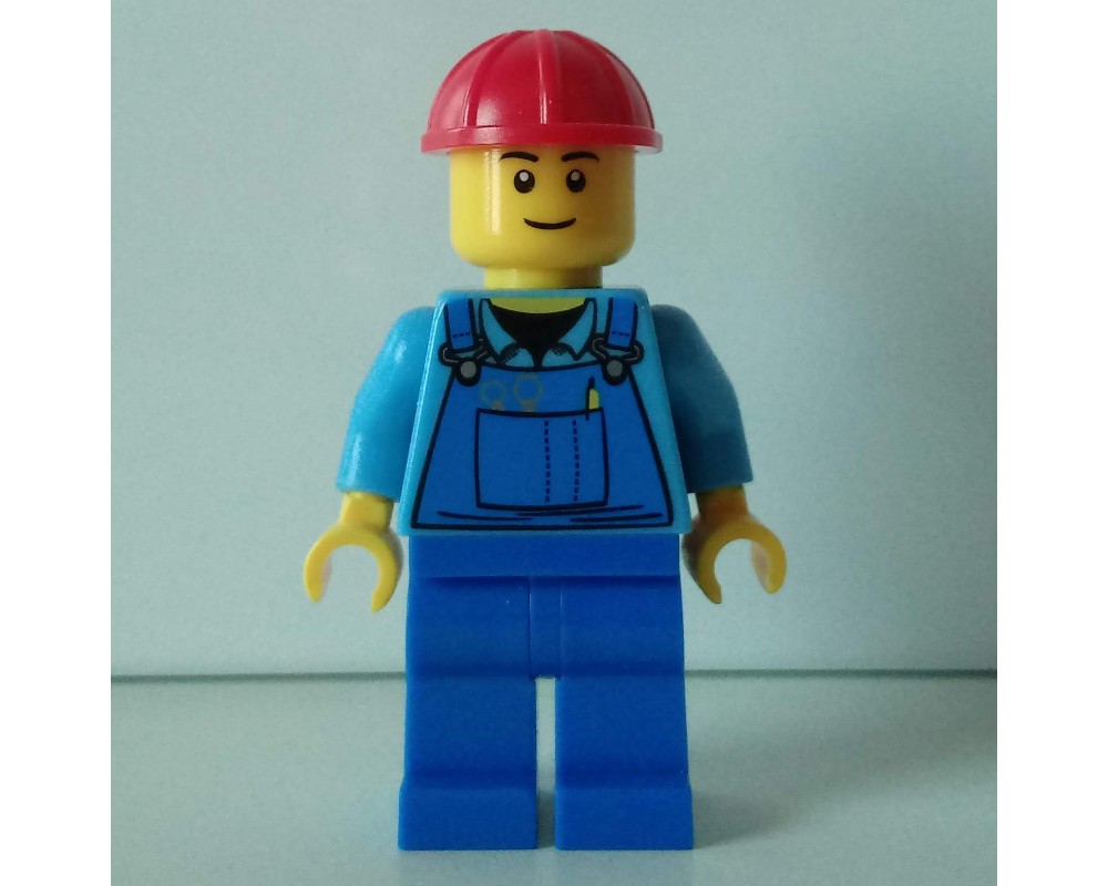 LEGO Set fig-008241 Construction Worker, Blue Overalls over Medium Blue ...