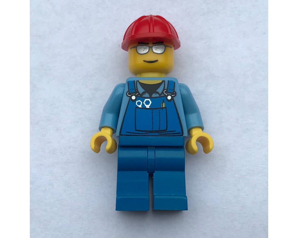 LEGO Set fig-008269 Construction Worker, Blue Overalls over Medium Blue ...