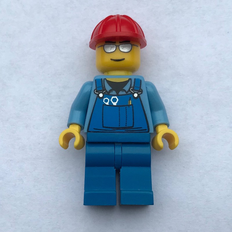 LEGO Set fig-008269 Construction Worker, Blue Overalls over Medium Blue ...