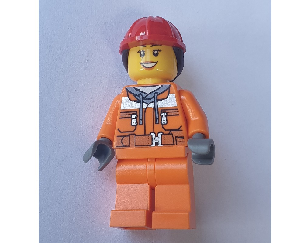 LEGO Set fig-008272 Construction Worker, Woman, Safety Jacket over ...