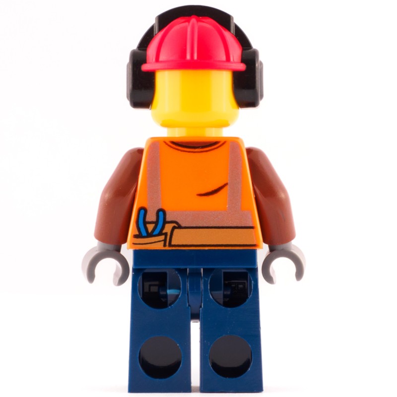 LEGO Set fig-008273 Construction Worker, Orange Safety Vest with Zipper ...