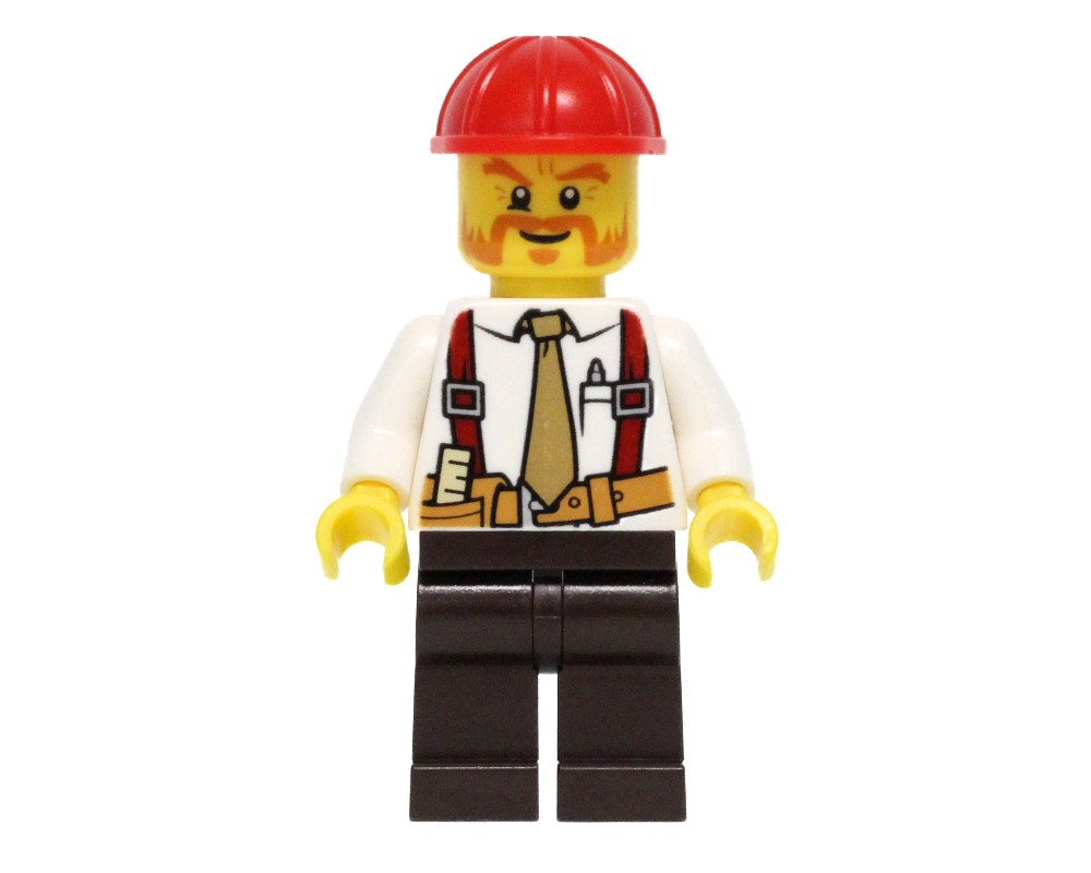 LEGO Set fig-008277 Construction Worker, White Shirt with Tie and ...