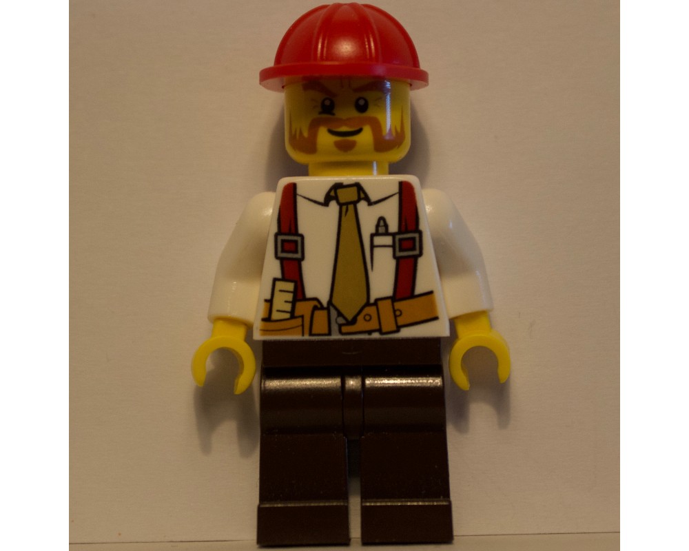 LEGO Set fig-008277 Construction Worker, White Shirt with Tie and ...