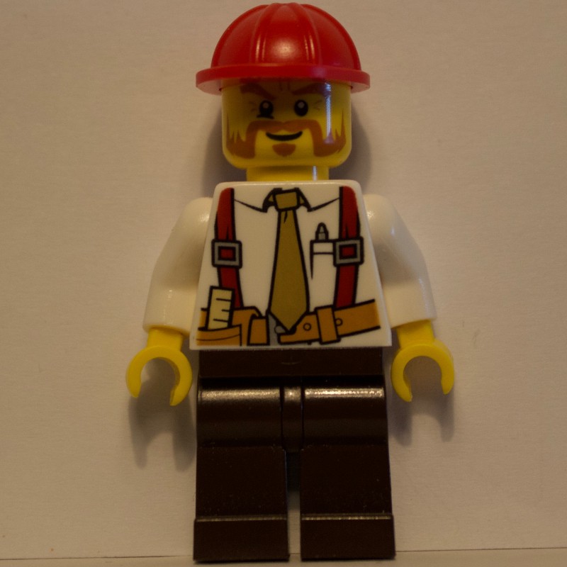 LEGO Set fig-008277 Construction Worker, White Shirt with Tie and ...