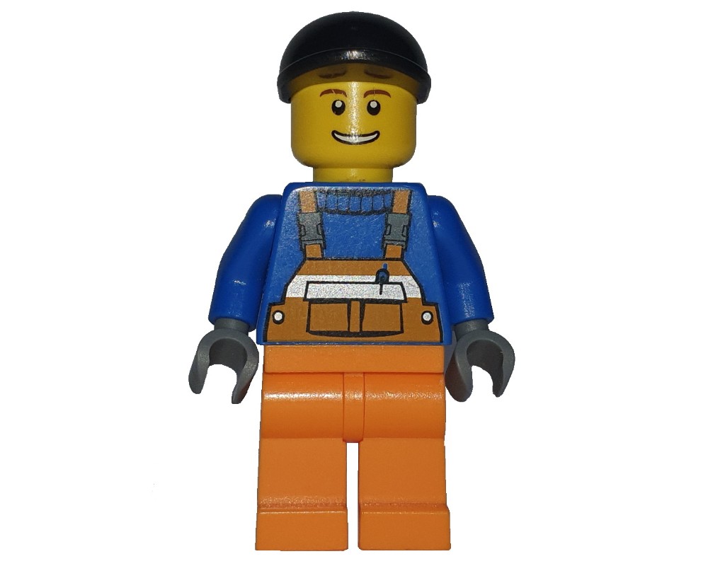 LEGO Set fig-008279 Construction Worker, Orange Overalls over Blue ...
