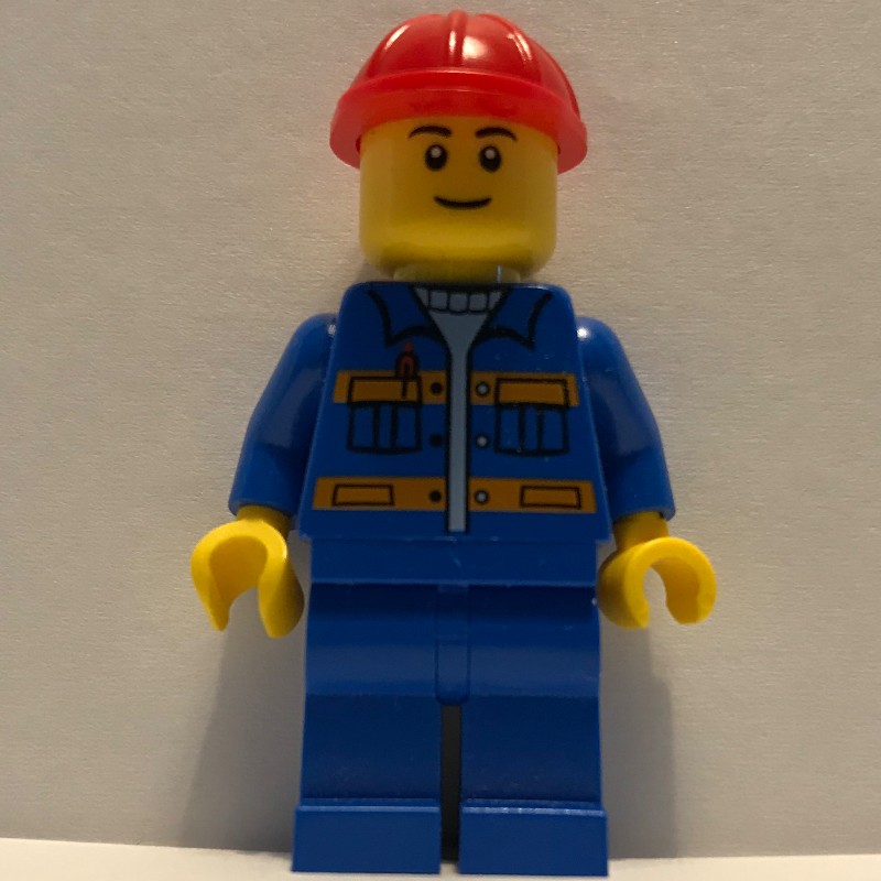 LEGO Set fig-008281 Construction Worker, Blue Jacket with Orange ...