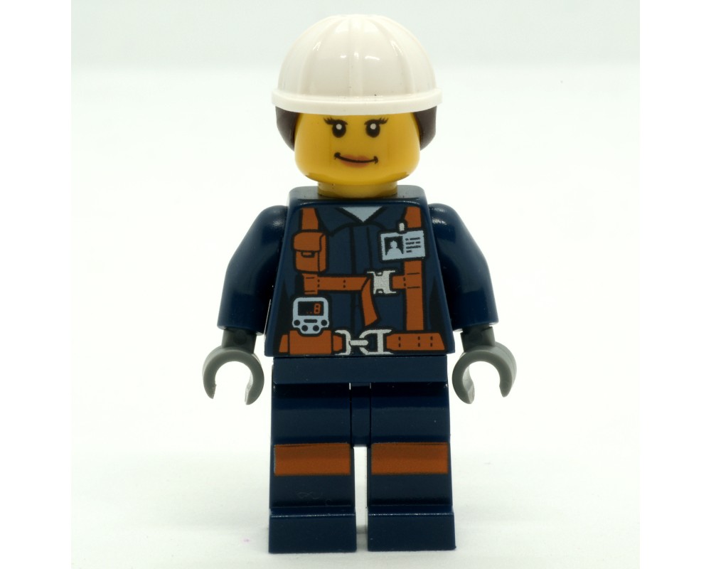 LEGO Set fig-008284 Miner, Woman, Dark Blue Jacket with Straps and ID ...