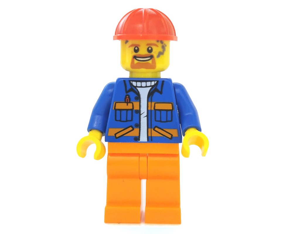 LEGO Set fig-008292 Construction Worker, Blue Jacket with Orange ...