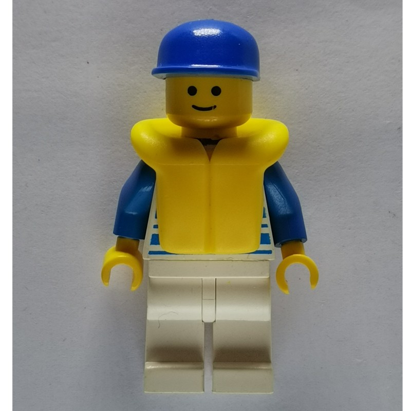 LEGO Set fig-008304 White/Blue Striped Torso, White Legs, Blue Cap ...