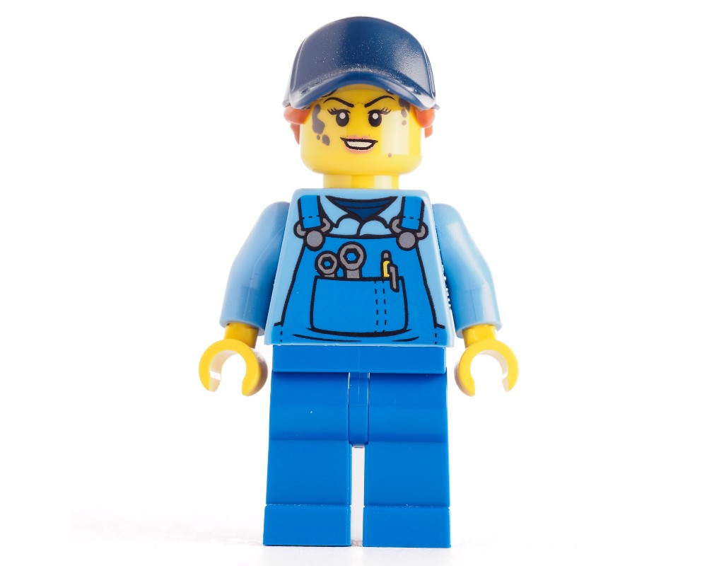 LEGO Set fig-008329 Mechanic, Medium Blue Torso, Blue Overall, Blu Cap ...