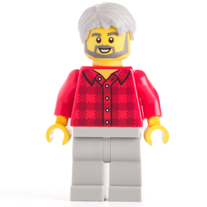 LEGO Set fig-008336 Red Torso Plaid, Light Bluish Grey Legs, Hair ...