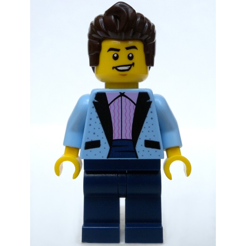 LEGO Set fig-008342 Bright Light Blue Torso, Dark Blue Legs, Dark Brown ...