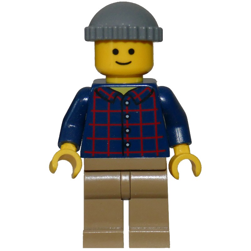 LEGO Set fig-008363 Man, Plaid Shirt, Dark Tan Legs, Dark Bluish Gray ...