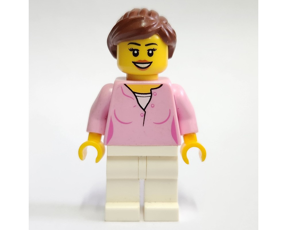 LEGO Set fig-008432 Bright Pink Torso, White Legs, Reddish Brown Hair ...