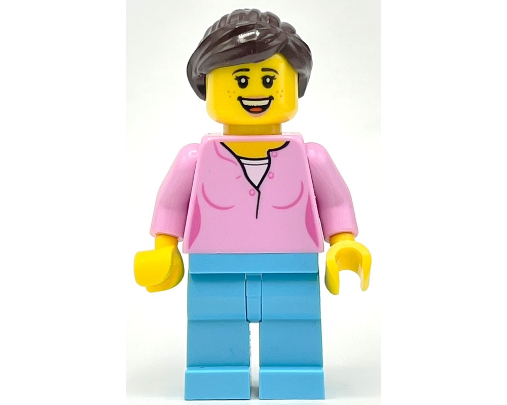 LEGO Set fig-008441 Bright Pink Torso, Medium Azure Legs, Dark Brown ...